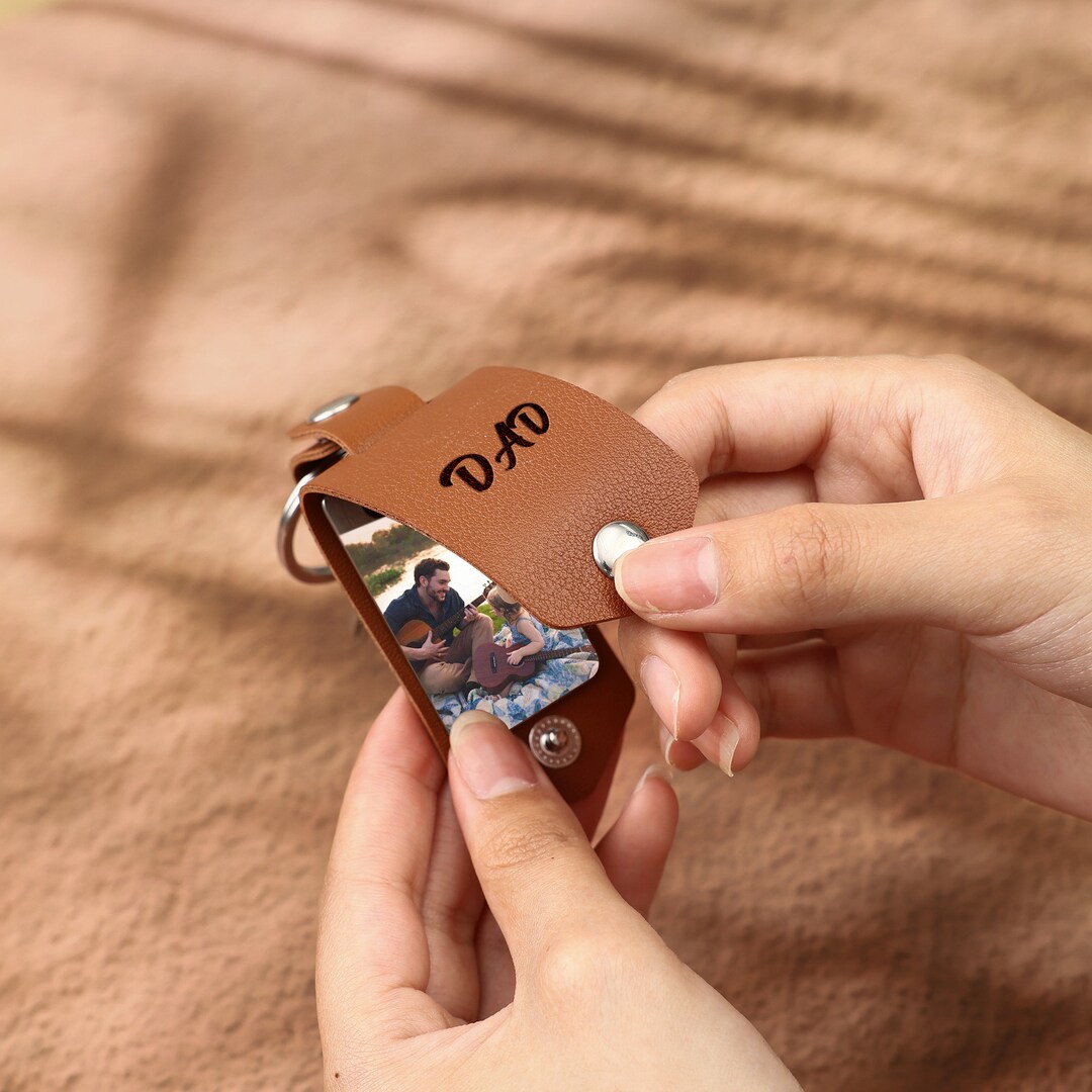 Leather Keychain With Photo, Custom Leather Photo/text Keychain ...