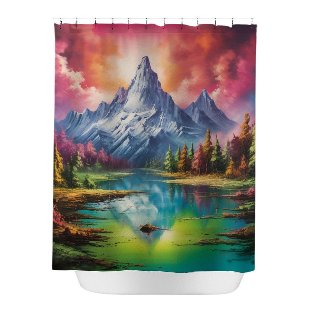 Art Inspired by Bob Ross Shower Curtain Dreamy Print Gift Art Design ...