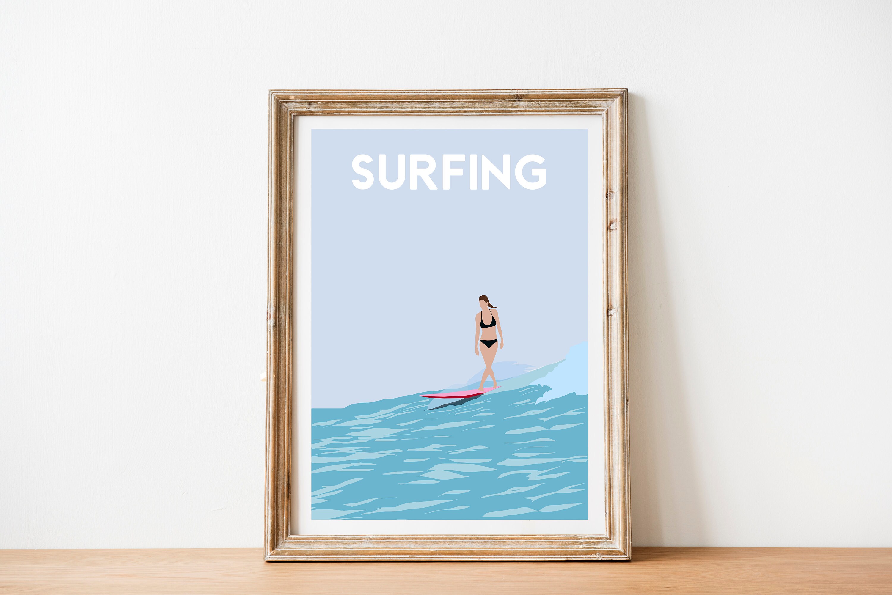 Surfing Poster Surf Print Illustration Travel Poster - Etsy UK