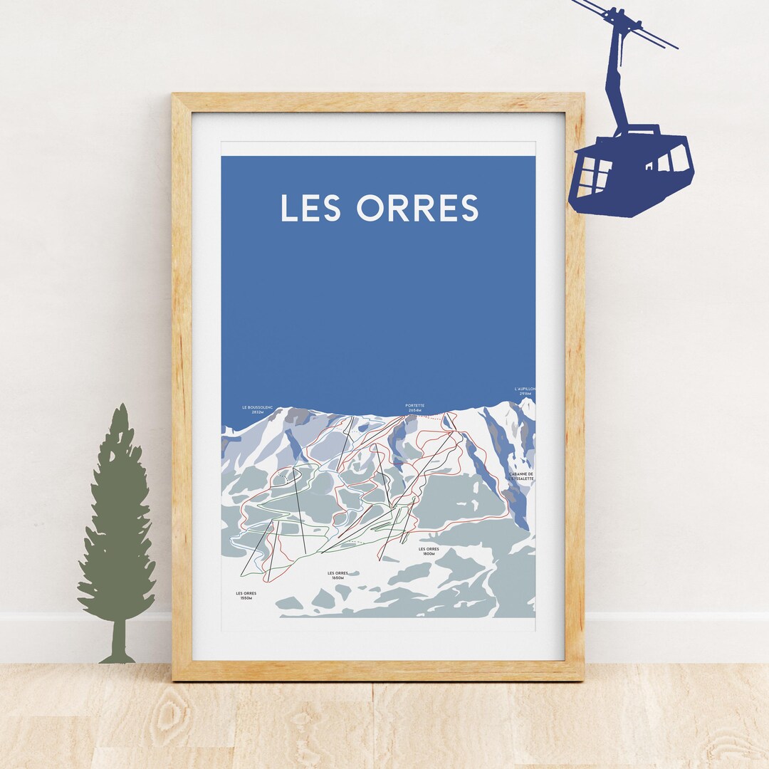 Les Orres Ski Map, Les Orres France Piste Map Illustration - Etsy
