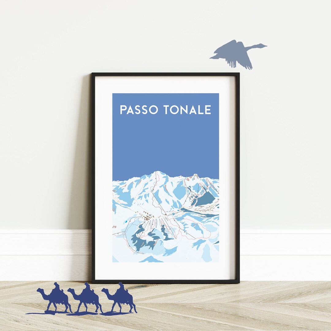 Passo Tonale Ski Map, Italy Ski Poster Adamello Ski Area - Etsy