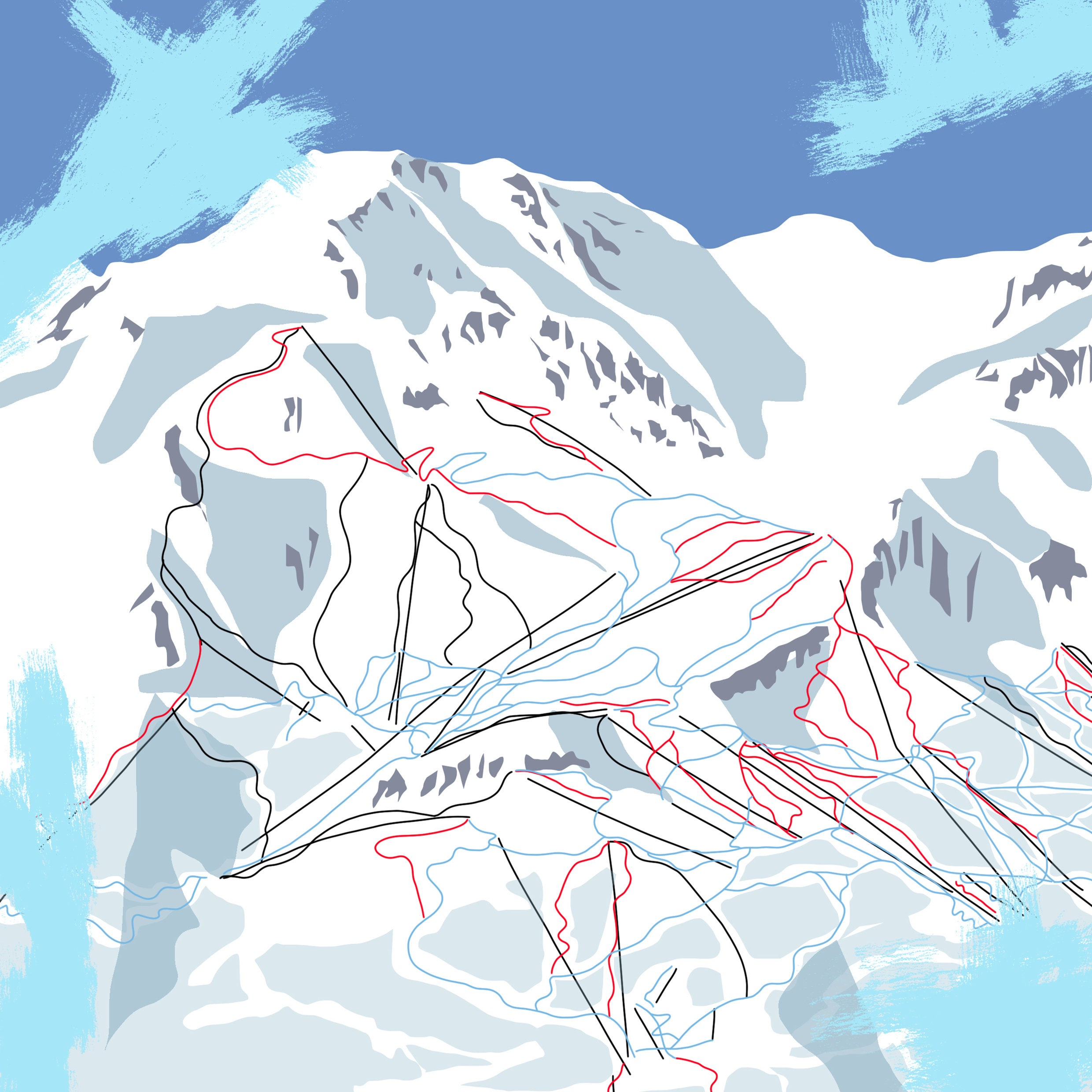 Les Arcs Piste Map Les Arcs Art Print Illustrated Ski Poster - Etsy