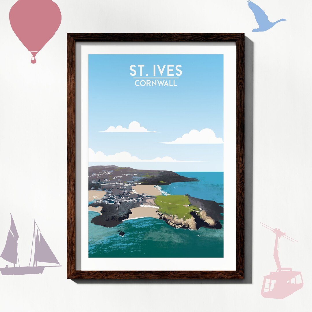 St Ives Cornwall Travel Print, Vintage Travel Print, St Ives Poster ...
