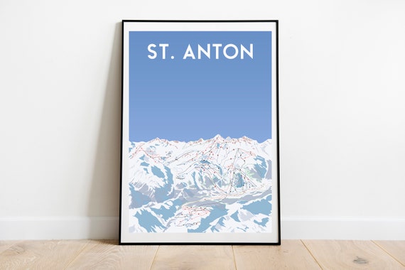 St Anton Piste Map St Anton ski map St Anton illustration | Etsy