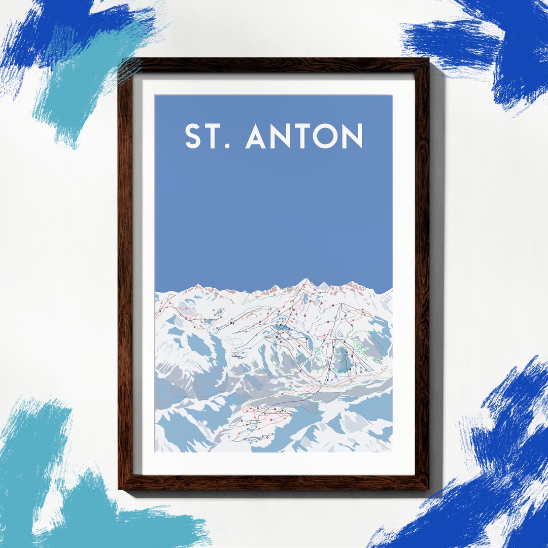St Anton Piste Map, St Anton Ski Map, St Anton Illustration, Austria ...