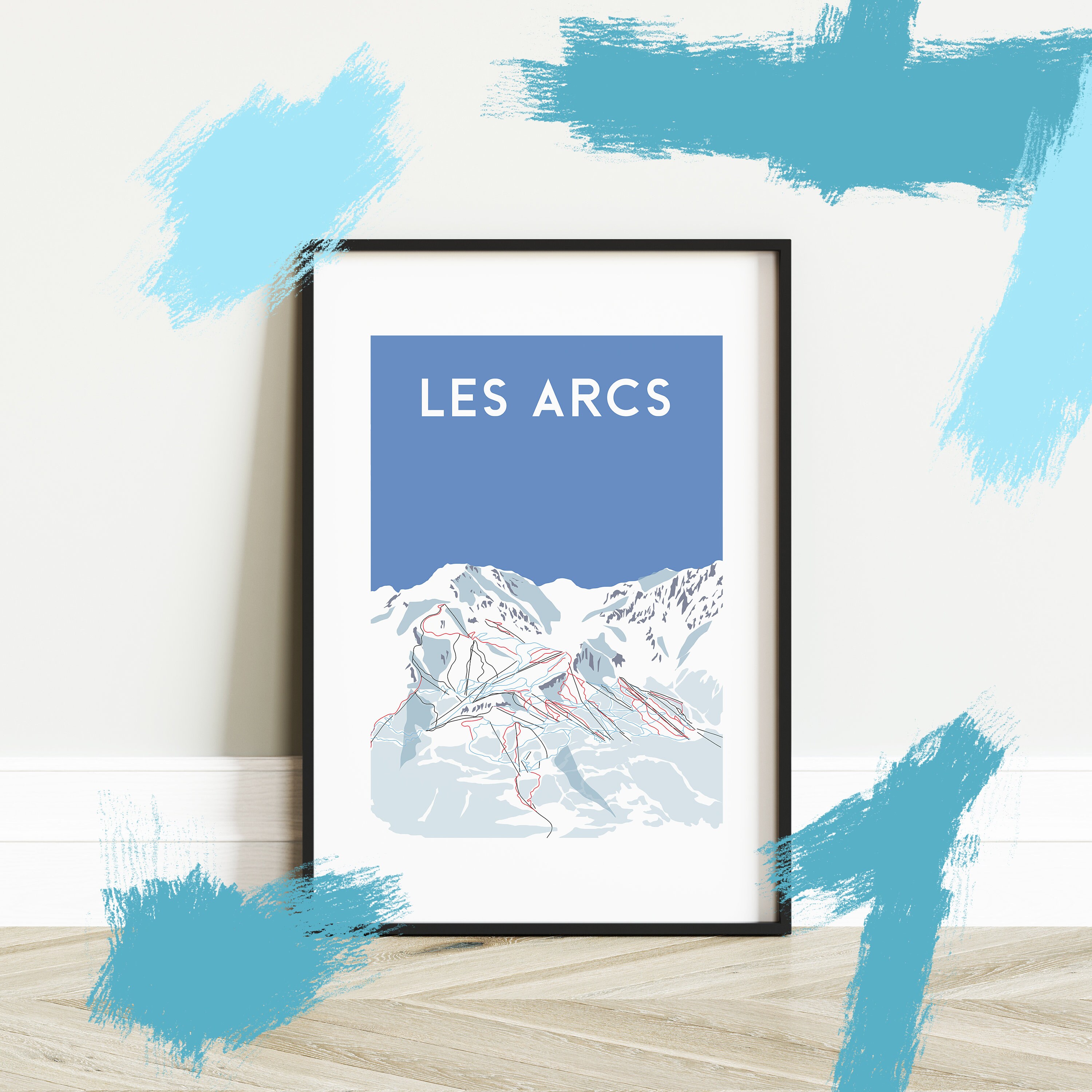 Les Arcs Piste Map Les Arcs Art Print Illustrated Ski Poster - Etsy