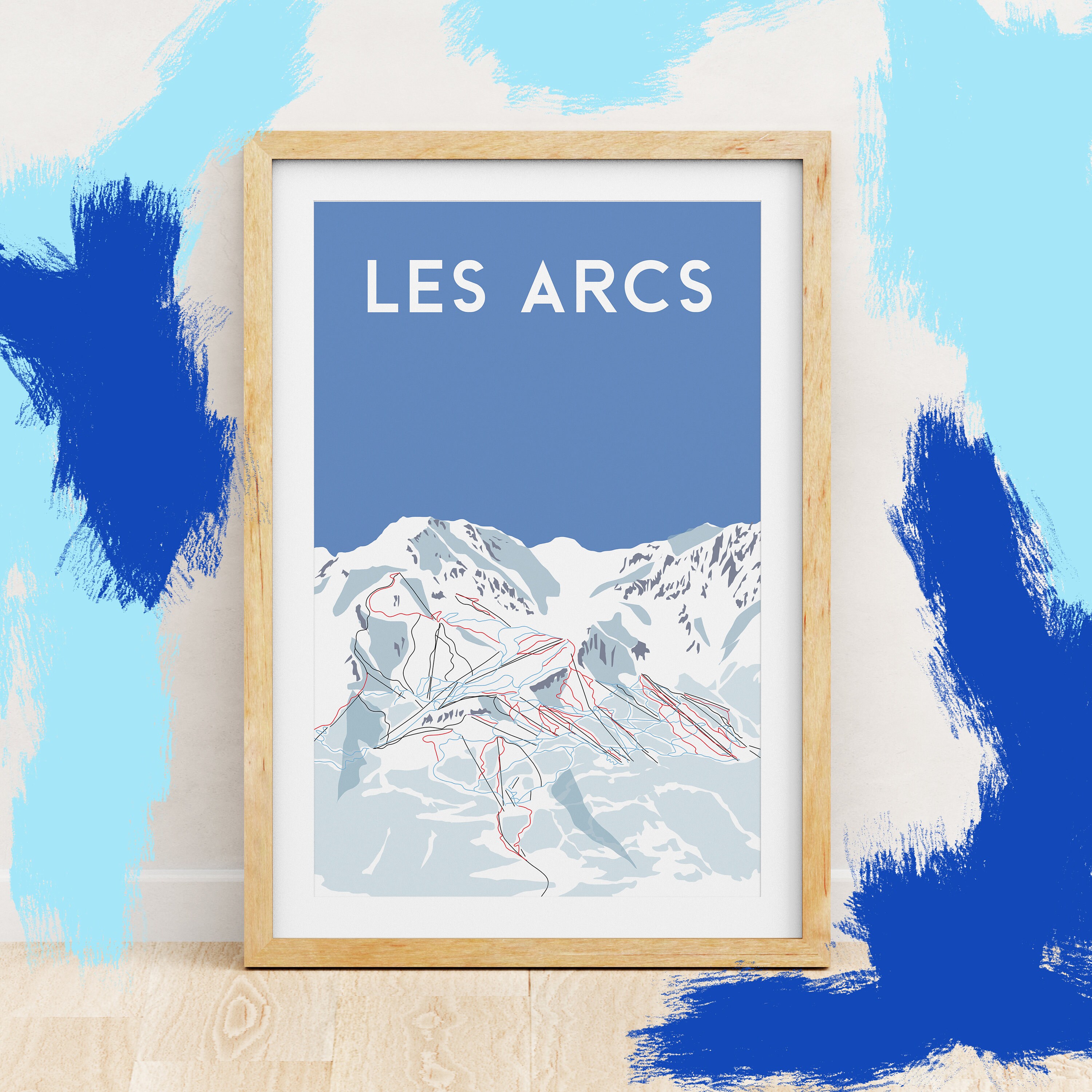 Les Arcs Piste Map Les Arcs Art Print Illustrated Ski Poster - Etsy