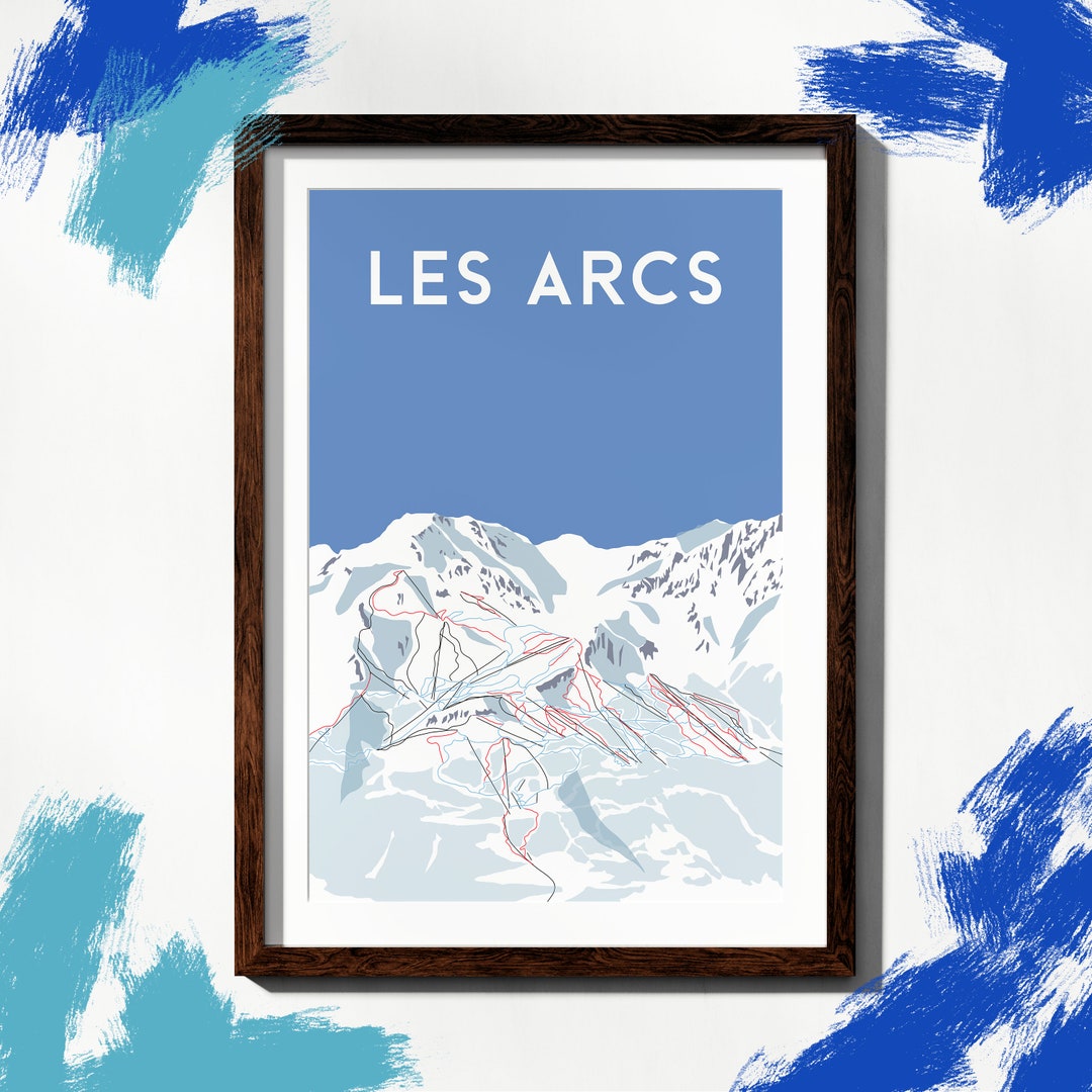 Les Arcs Piste Map, Les Arcs Art Print Illustrated Ski Poster - Etsy