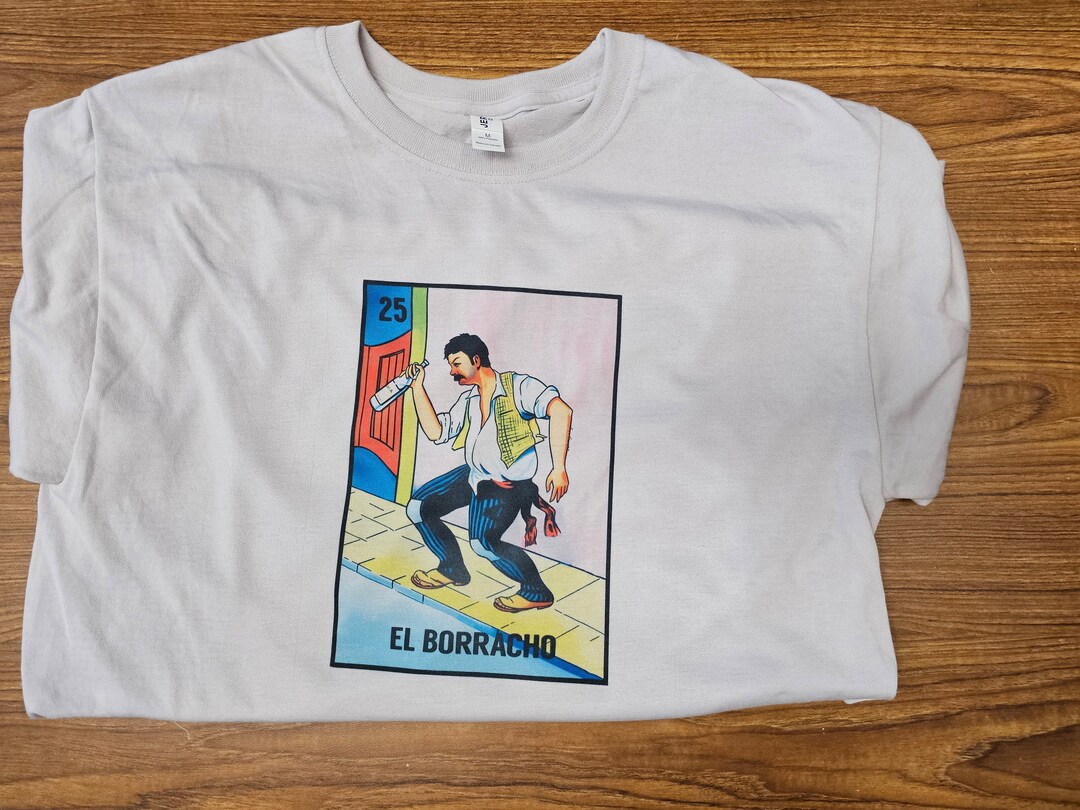 El Borracho Loteria Card Custom Printed Shirt-silver - Etsy