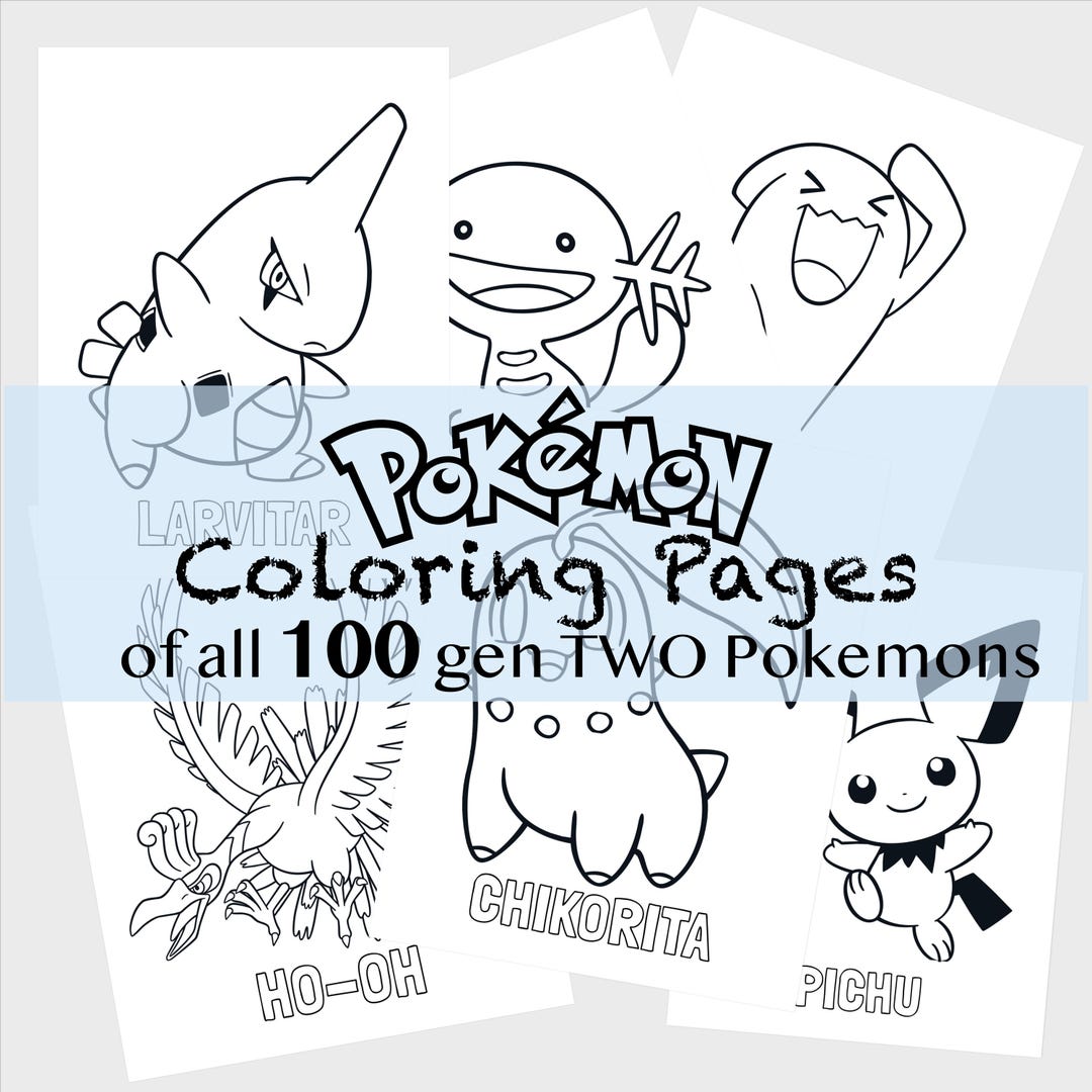 Gen 2 Pokemon Coloring Book | 100 Johto Pokemon Printable Coloring ...