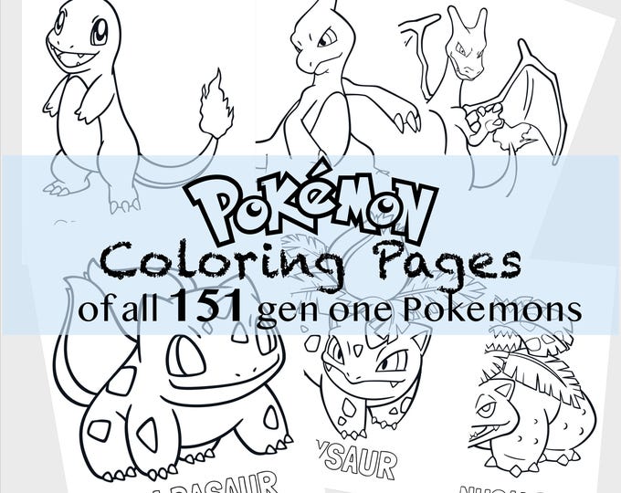 Gen 1 Pokemon Coloring Book | 151 Kanto Pokemon Printable Coloring ...
