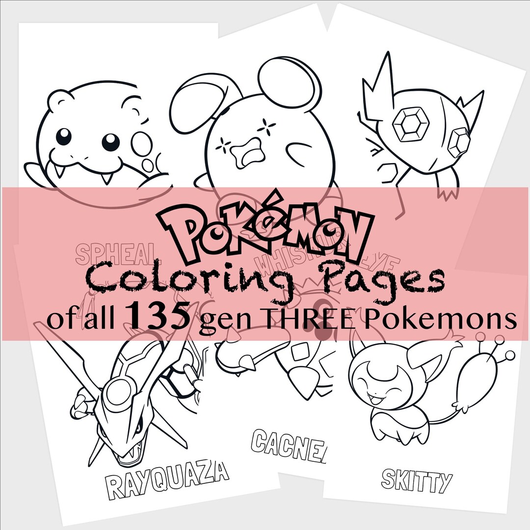 Gen 3 Pokemon Coloring Book | 135 Hoenn Pokemon Printable Coloring ...