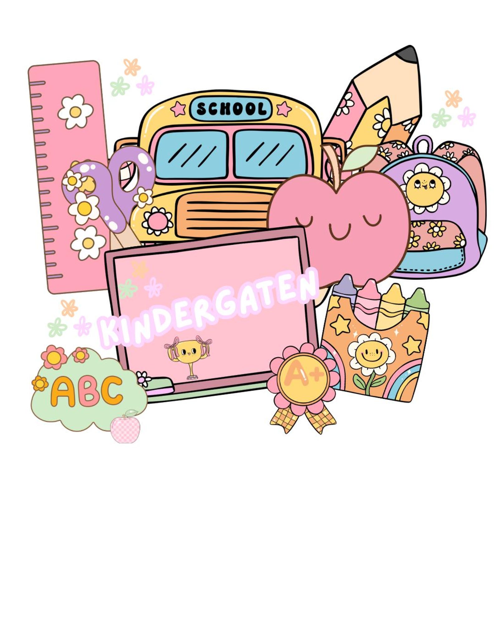 Kindergarten School Clipart Bundle | Cute Back to School PNG ...