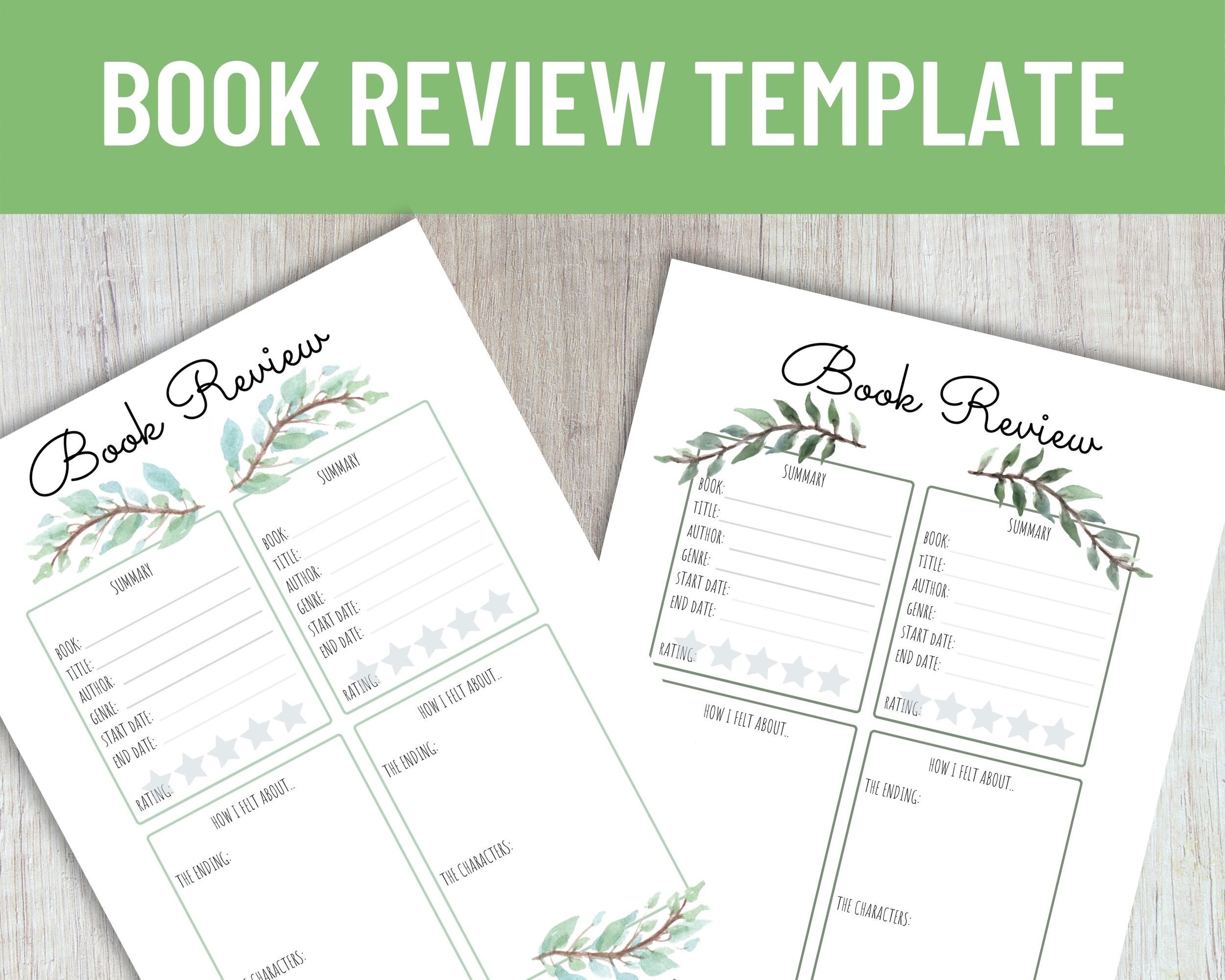 Book Review Template / Printable / Reading Journal - Etsy UK