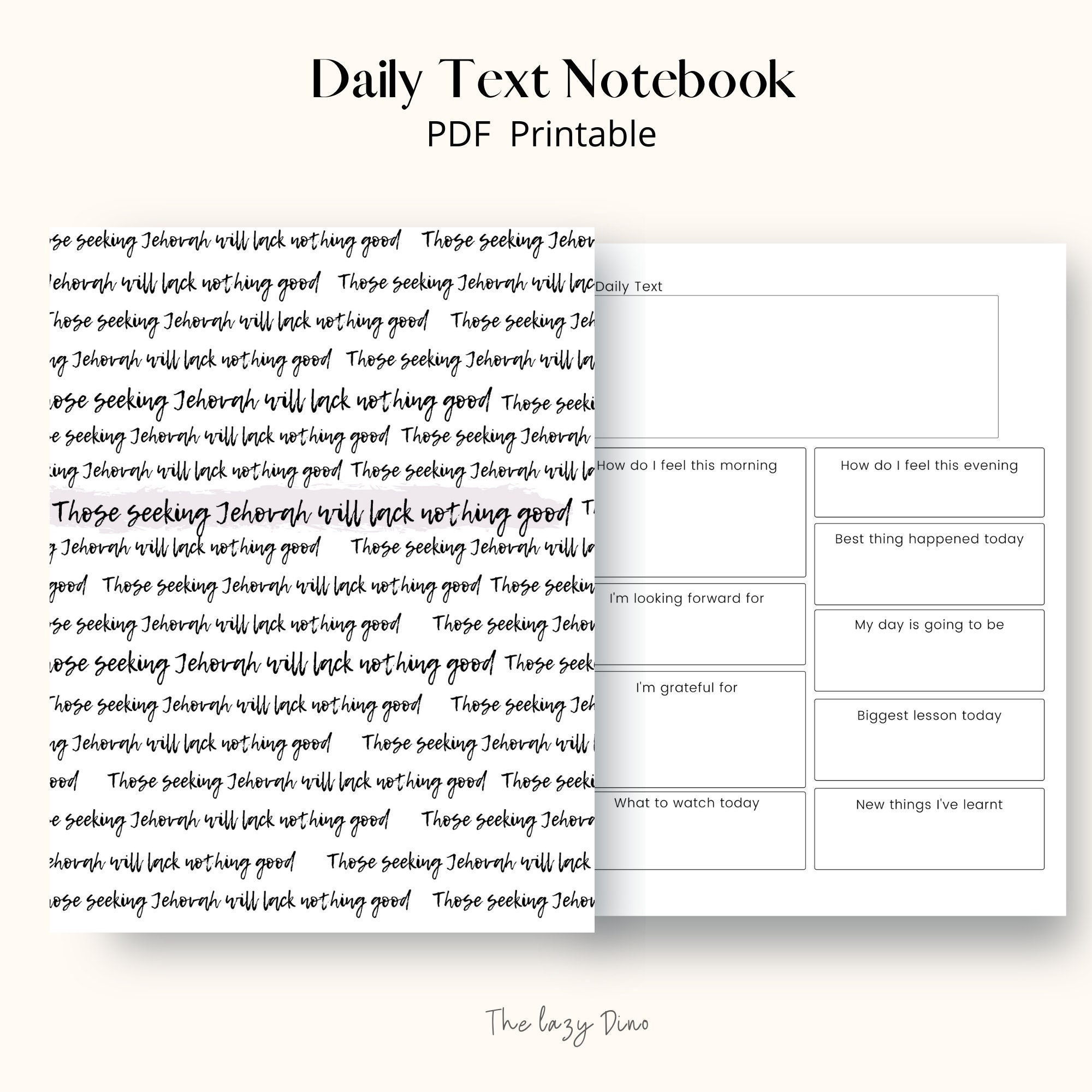Daily Text Notebook JW Everyday Notebook PDF Printable - Etsy