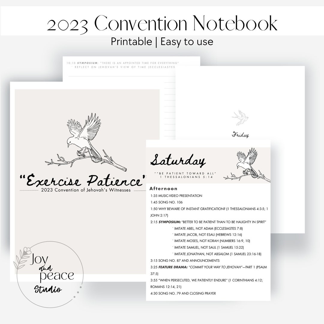 2023 JW Convention Exercise Patience! Digital & Printable Notebook ...