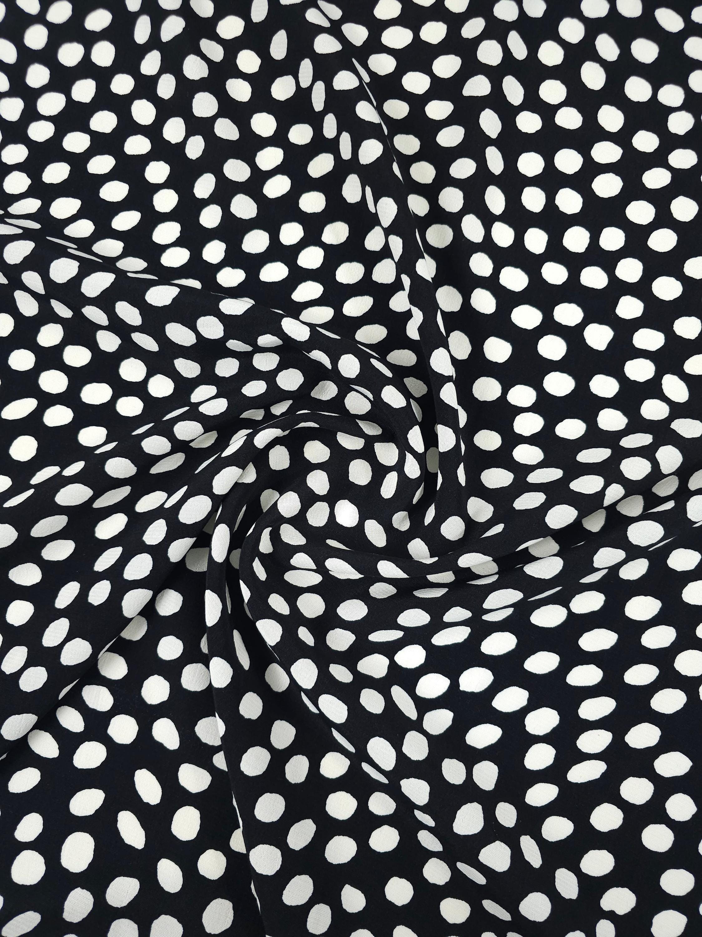Black/ivory Irregular Polka Spot Viscose Crepe - Etsy