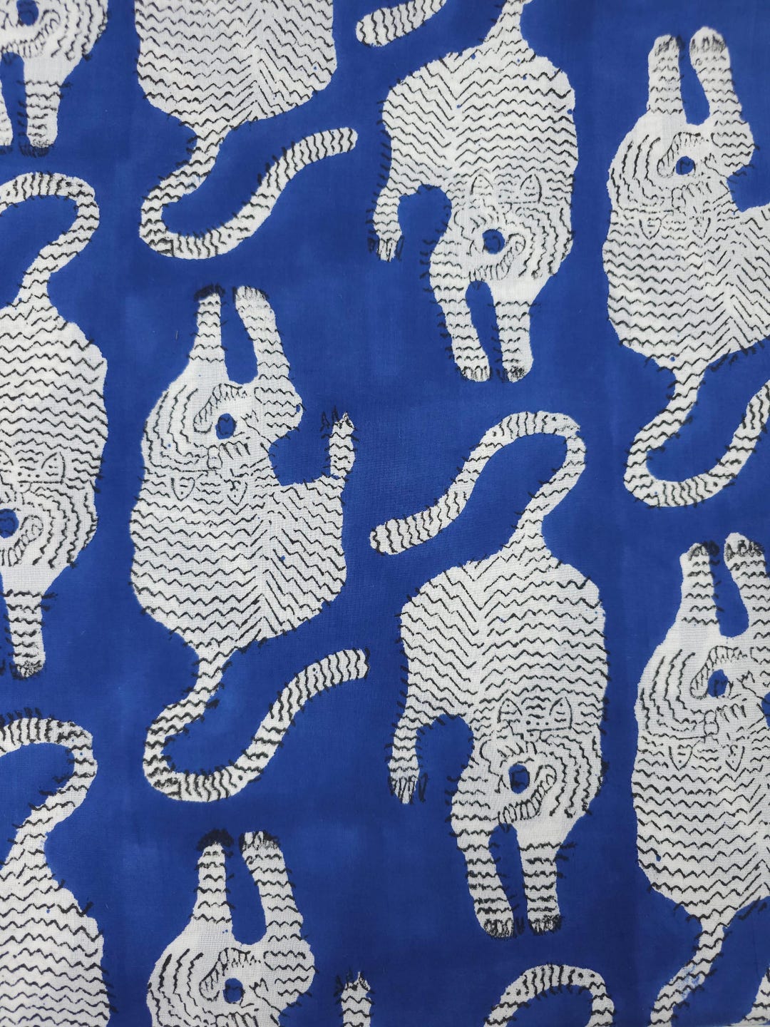 Cobalt Blue Tiger Block Print Cotton Fabric - Perfect for Quilting ...