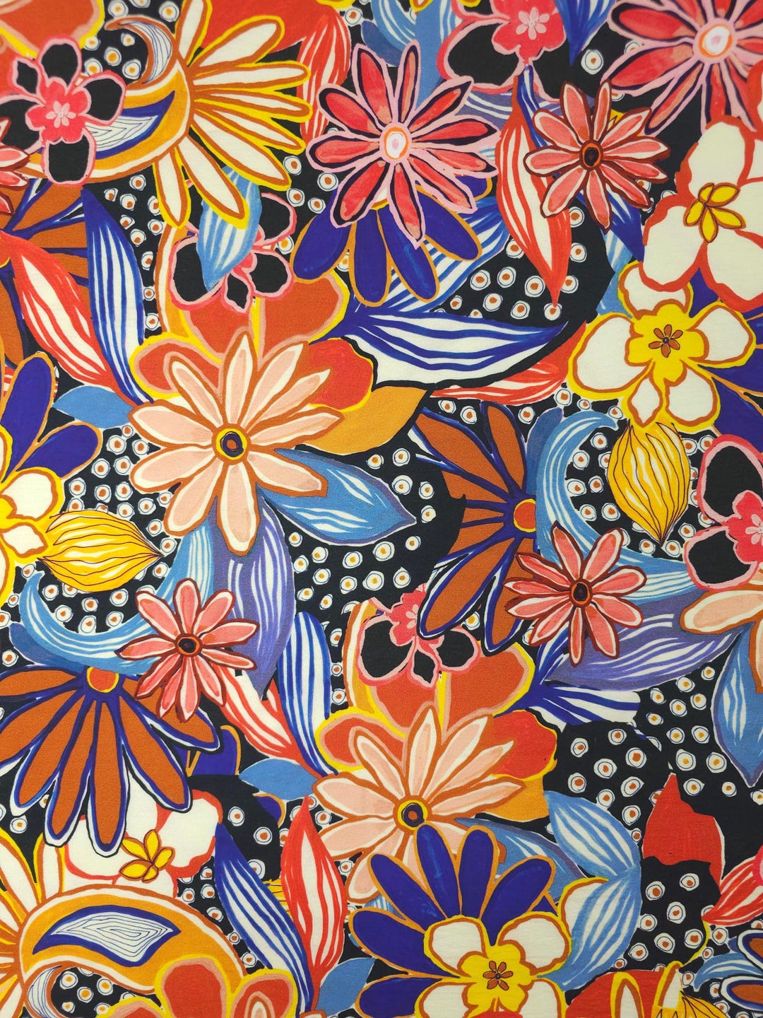 Retro Floral Modal Viscose Fabric - Perfect for Dressmaking and Blouses ...