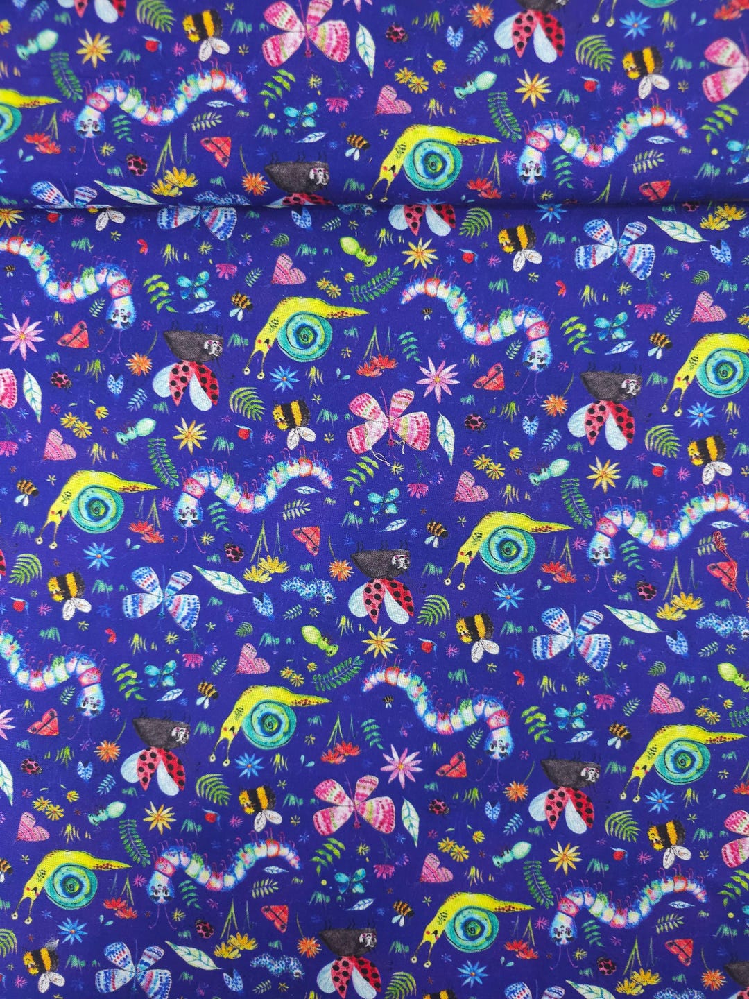 Bluey Purple Insect 100% Cotton Fabric - Perfect for Quilting, Crafts ...