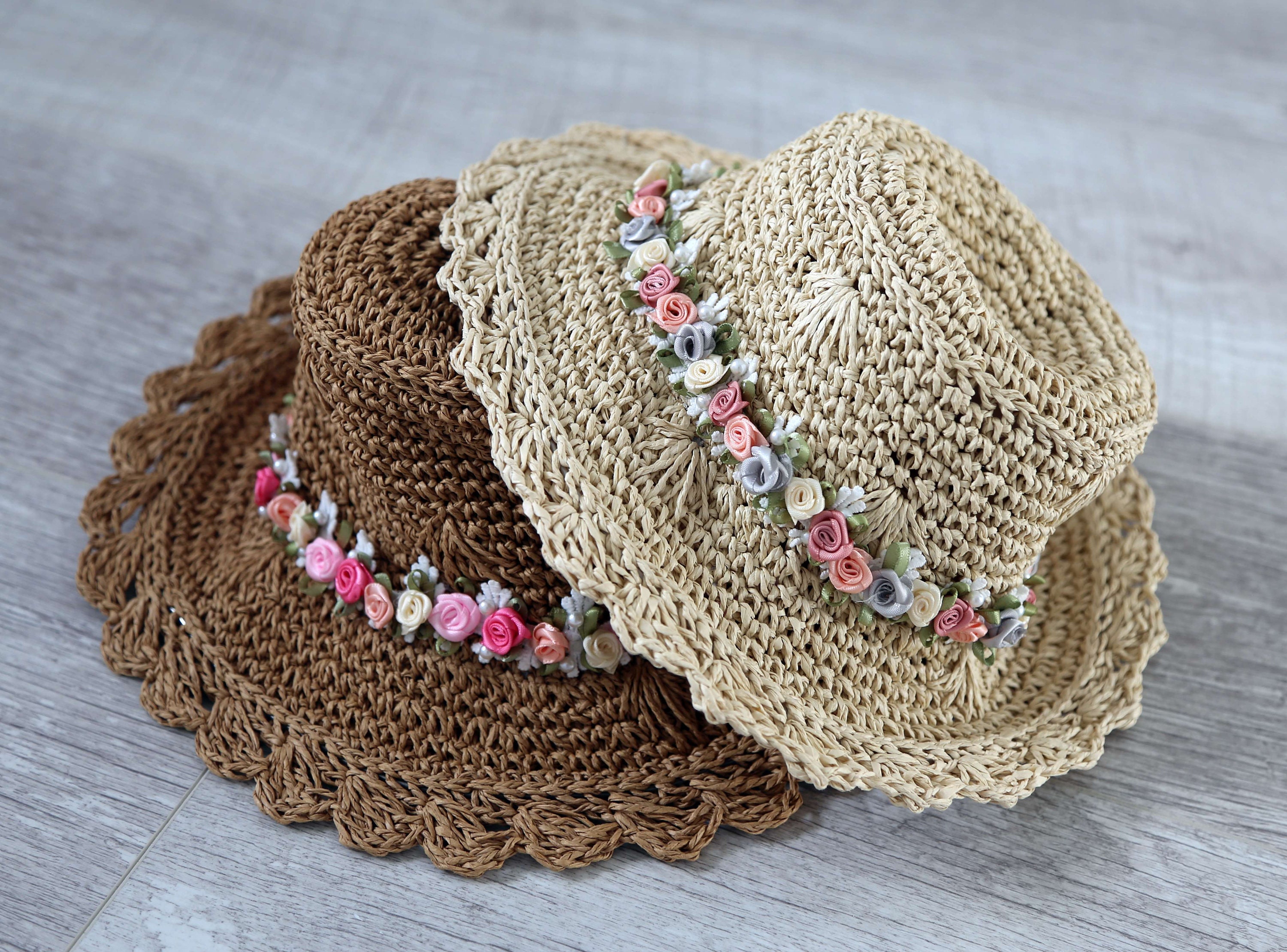 Flower bucket hat foldable girls hat mother hat beach | Etsy