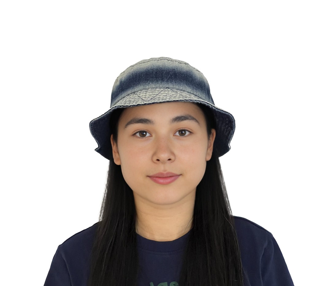 Vintage Gradient Ramp Denim Bucket Hat, Unisex Bucket Hat, Sun Hat ...