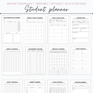 STUDENT PLANNER Imprimible /organizador De Estudios/planificador ...