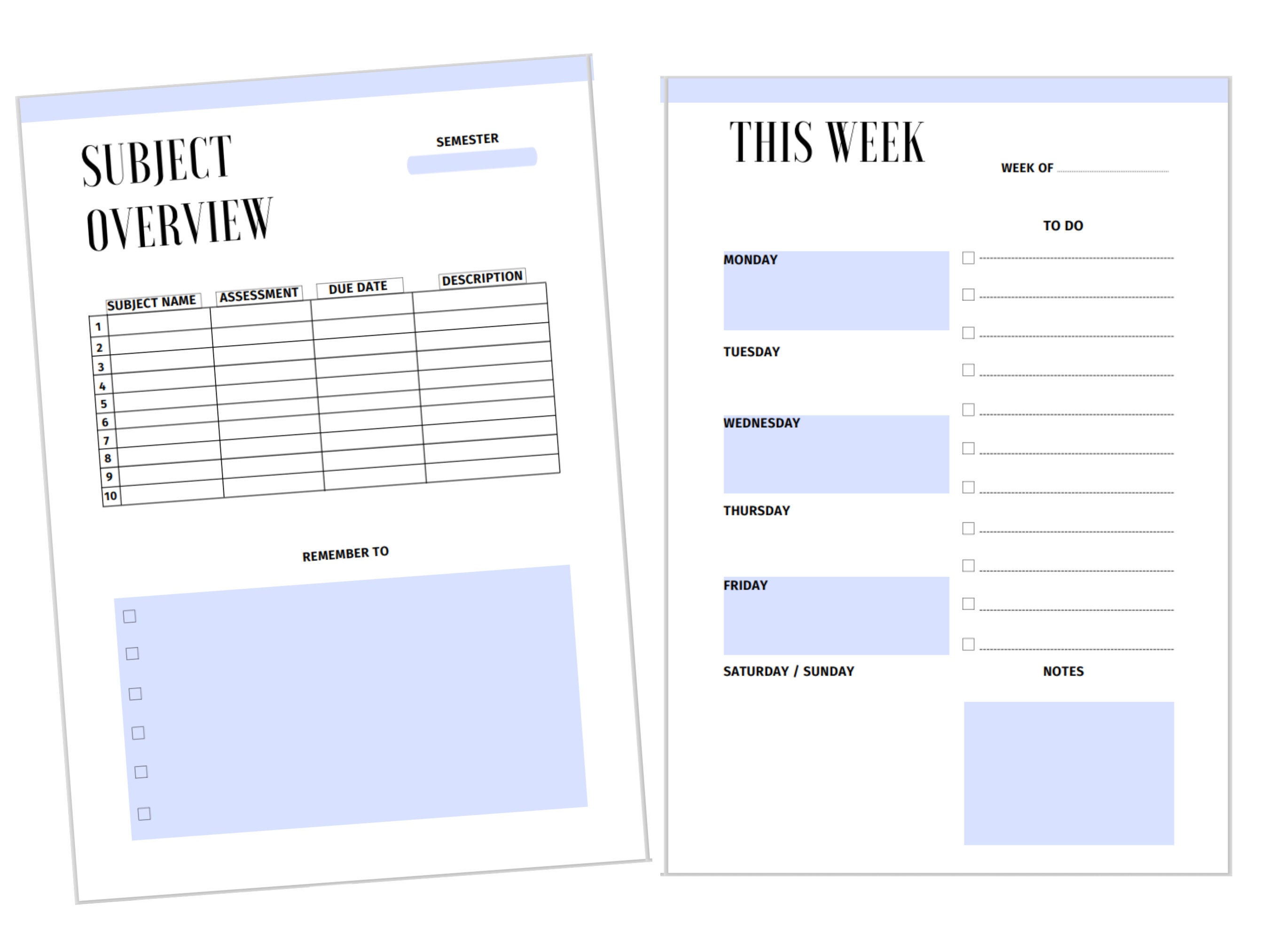 Study Planner, Student Planner, Personal Printable Planner, College ...