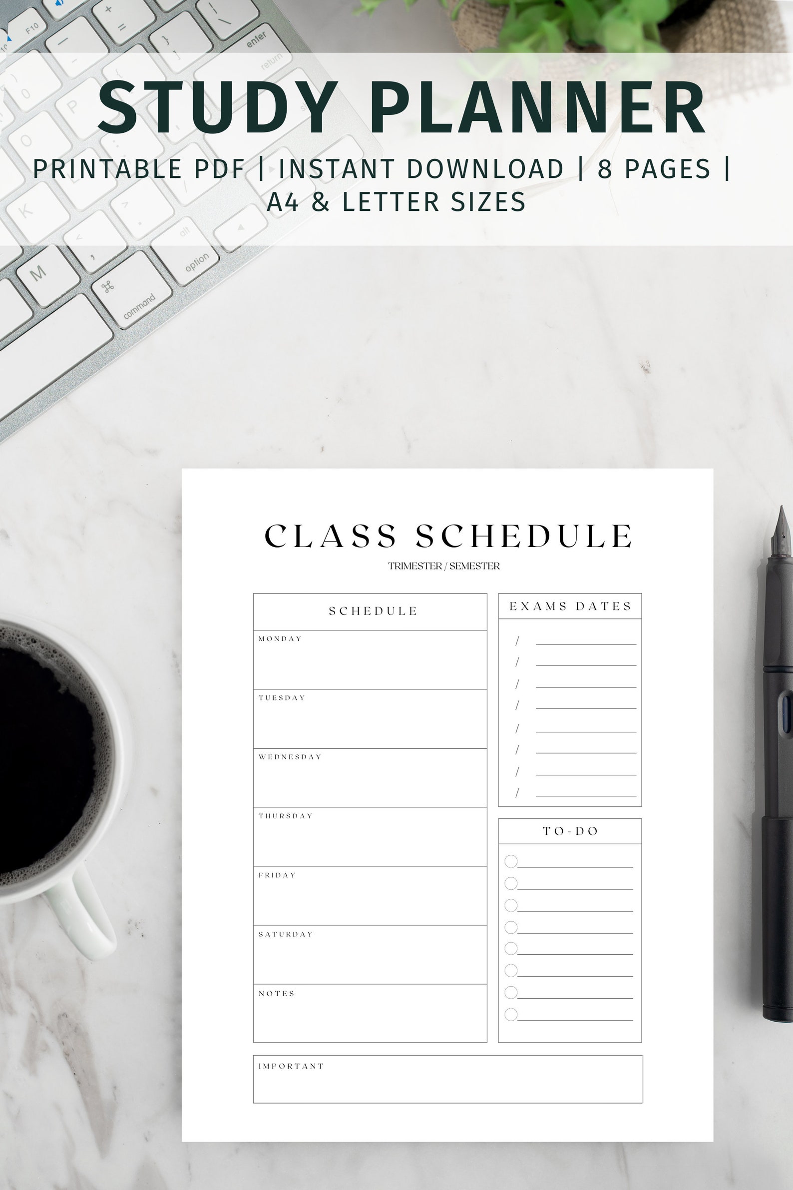 Student Exam Prep Kit, Printable Exam Planner, College Exam Study ...