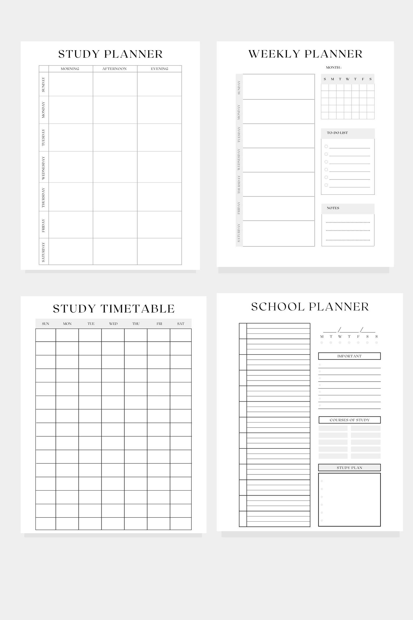 Student Exam Prep Kit, Printable Exam Planner, College Exam Study ...