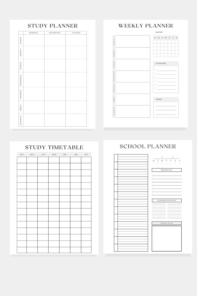 Student Exam Prep Kit, Printable Exam Planner, College Exam Study ...
