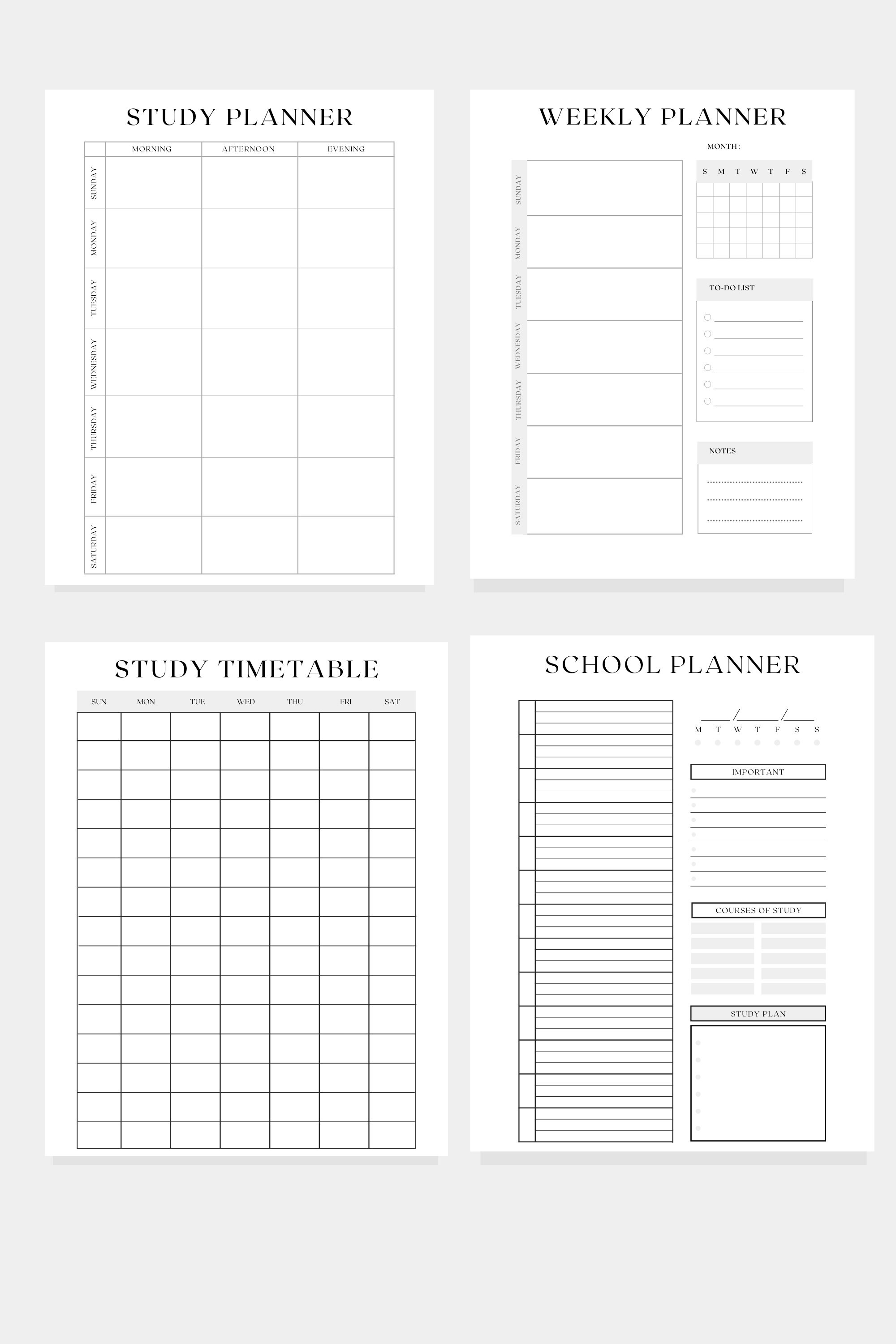Student Exam Prep Kit, Printable Exam Planner, College Exam Study ...