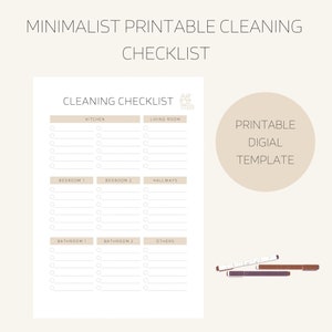 Cleaning Checklist Minimalist Printable To-do List Simple Task List ...