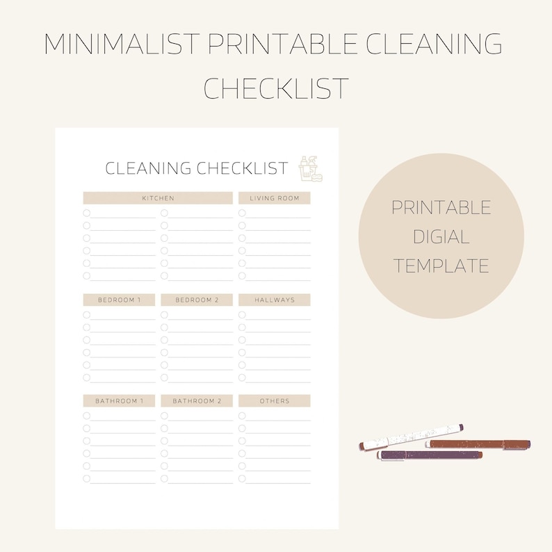 Cleaning Checklist Minimalist Printable To-do List Simple Task List ...