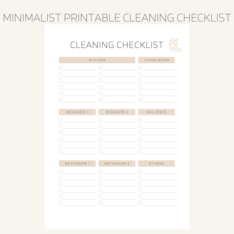 Cleaning Checklist Minimalist Printable To-do List Simple Task List ...