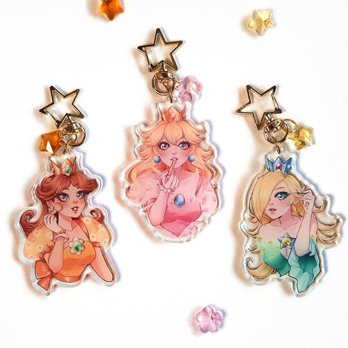 Princess Peach Daisy Rosalina Candy Acrylic Keychains - Etsy