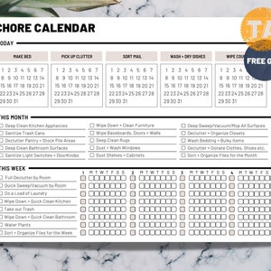 Chore Calendar Chore Chart Printable Monthly Chore Planner | Etsy