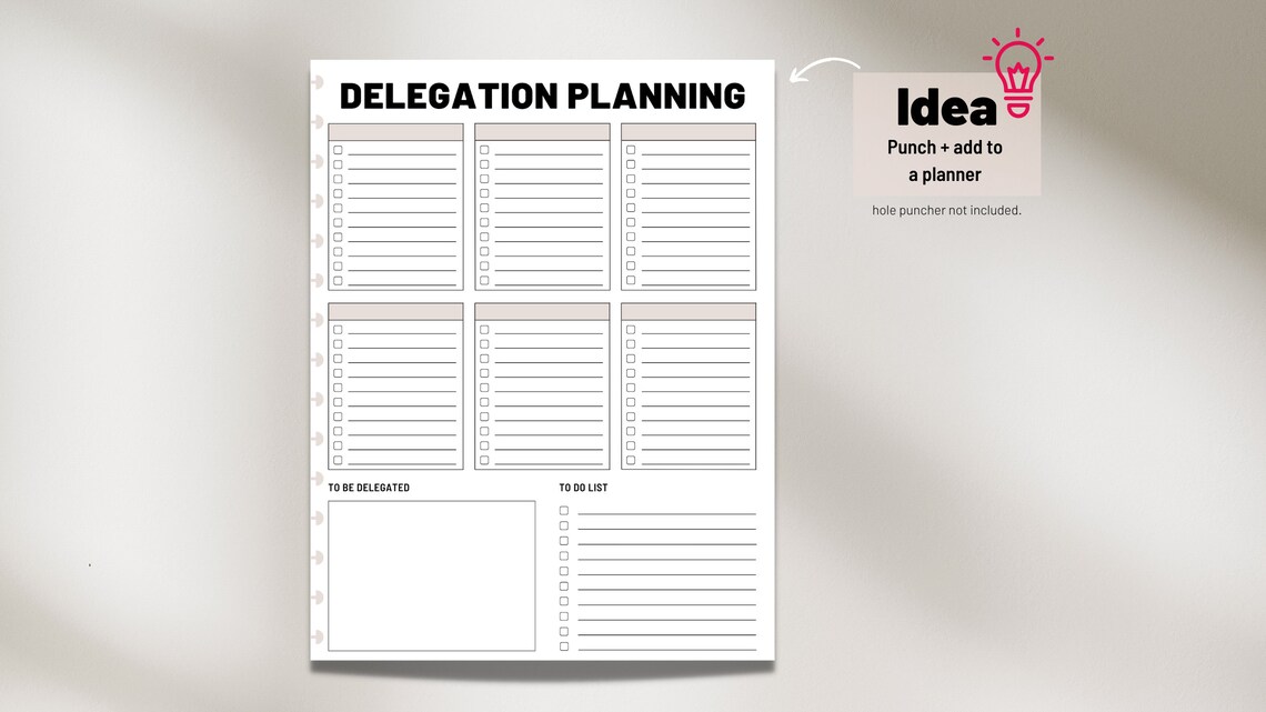 Work Planner Delegation Printable Productivity Planner Task Organizer ...