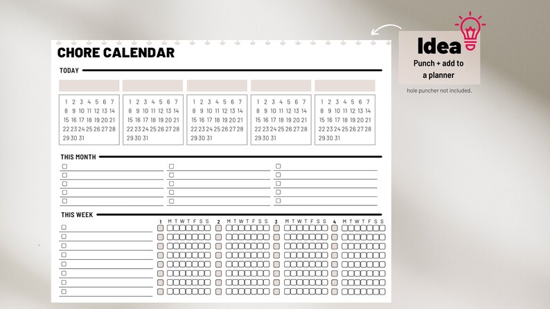 Chore Calendar Chore Chart Printable Monthly Chore Planner - Etsy