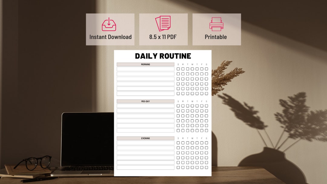 Daily Routine Daily Tasks Printable Productivity Planner - Etsy México