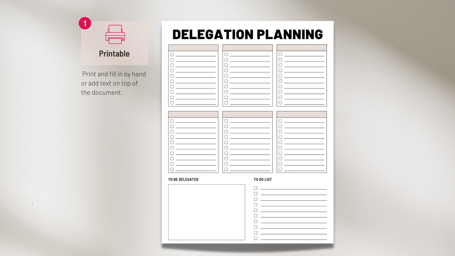 Work Planner Delegation Printable Productivity Planner Task Organizer ...