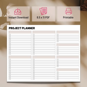 Project Planner to Do List Organizer Printable Productivity Plan PDF ...