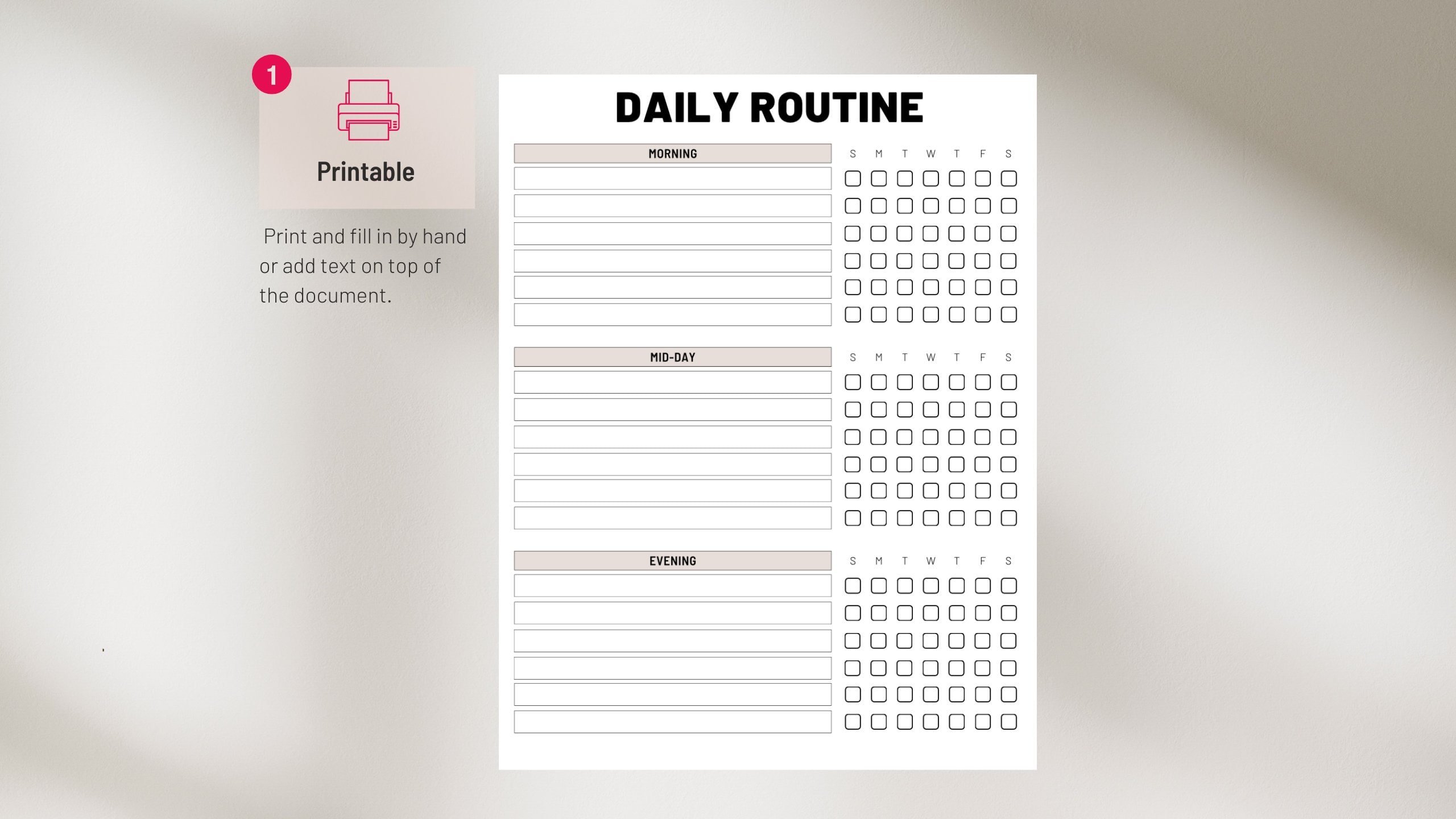 Daily Routine Daily Tasks Printable Productivity Planner - Etsy