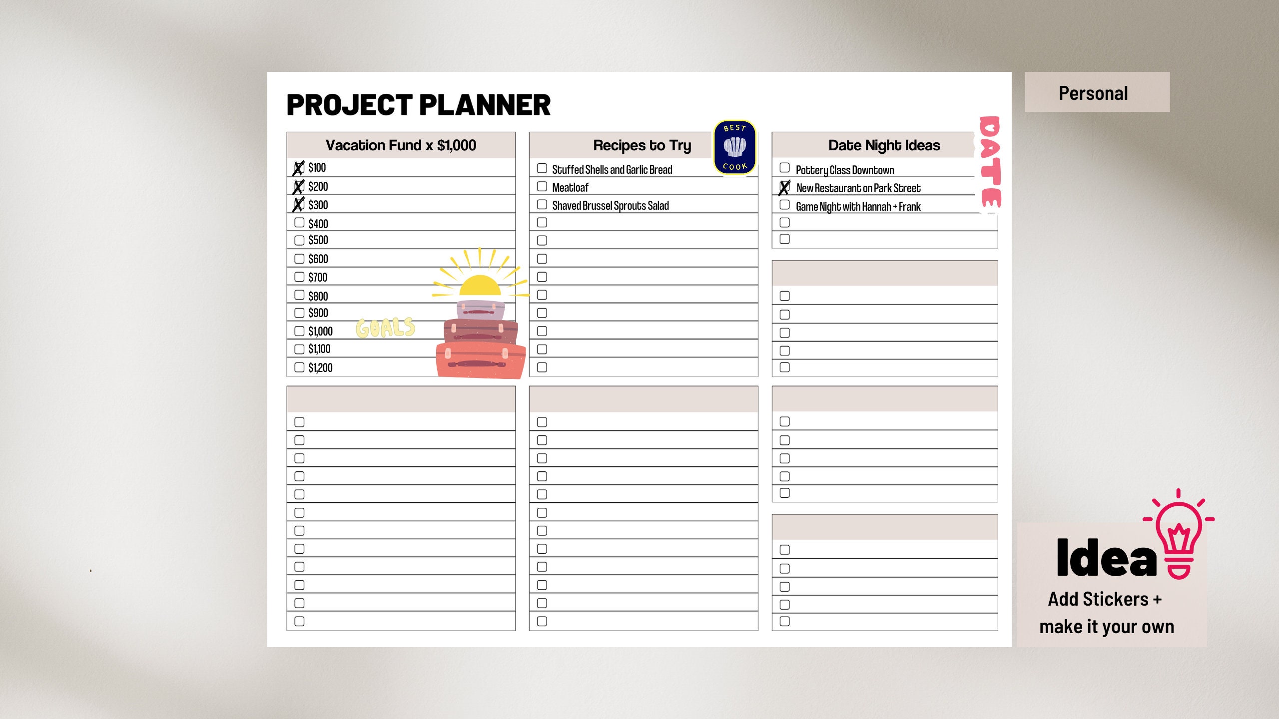 Project Planner to Do List Organizer Printable Productivity Plan PDF ...