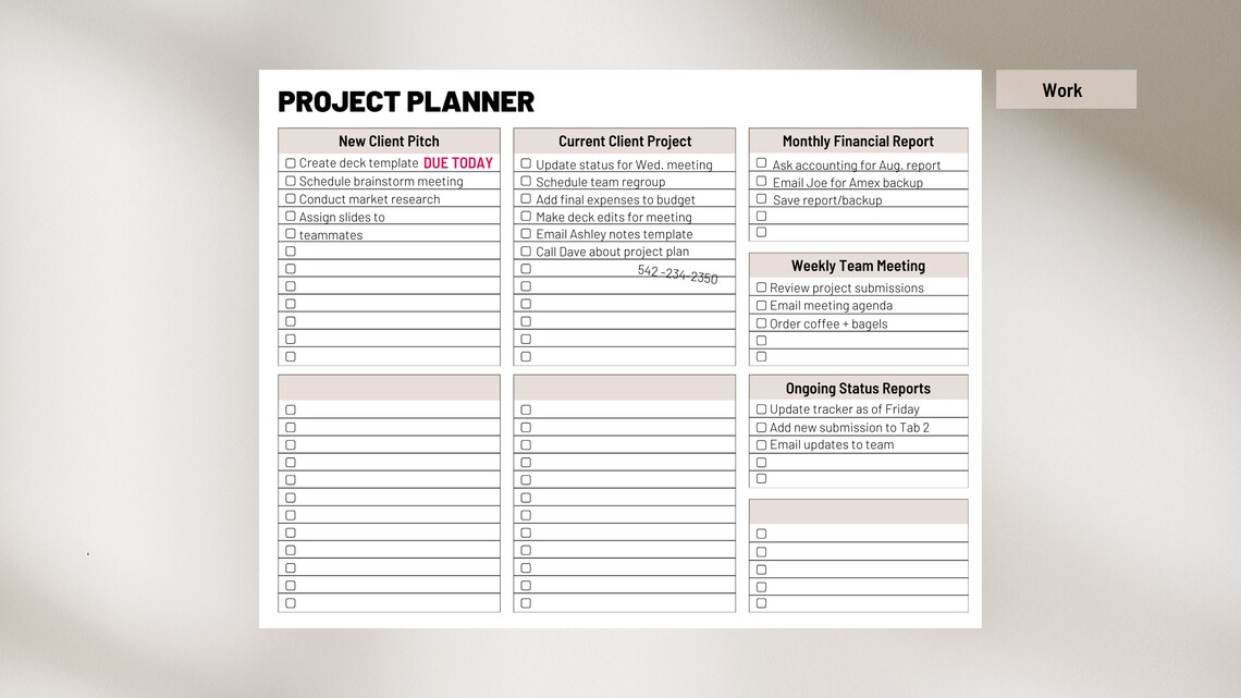 Project Planner to Do List Organizer Printable Productivity Plan PDF ...