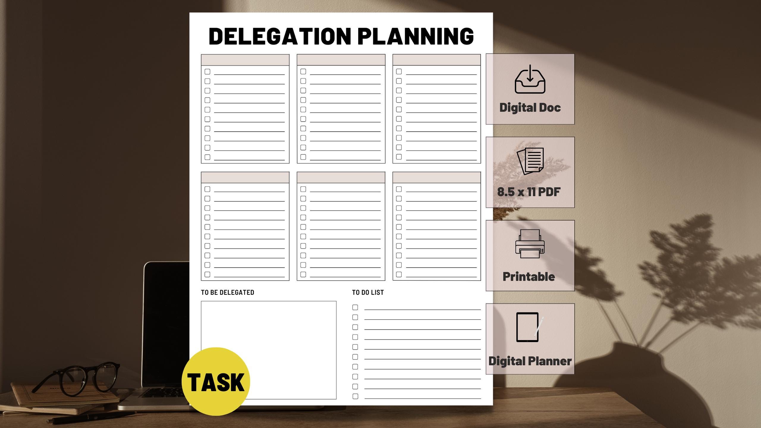 Work Planner | Delegation Printable | Productivity Planner | Task ...
