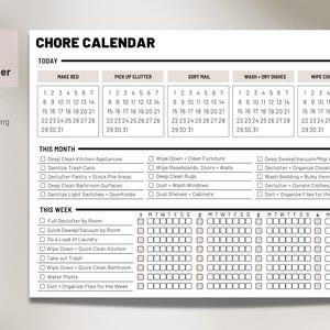 Chore Calendar | Chore Chart Printable | Monthly Chore Planner | Daily ...