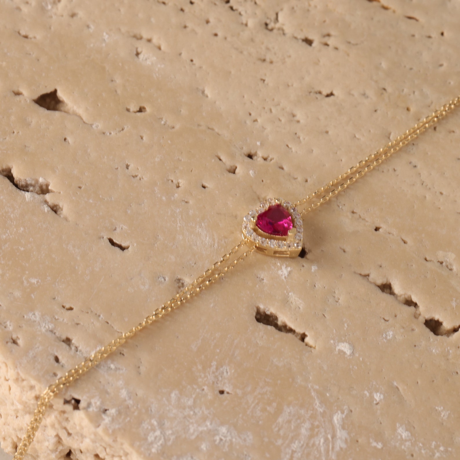 Ruby Heart Bracelet July Birthstone July Gemstone 14k Gold - Etsy