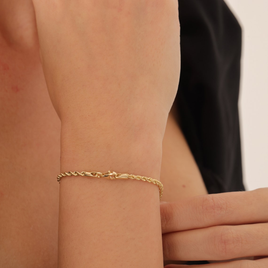 14k Gold Rope Chain Bracelet Bracelet for Women Semi Solid - Etsy