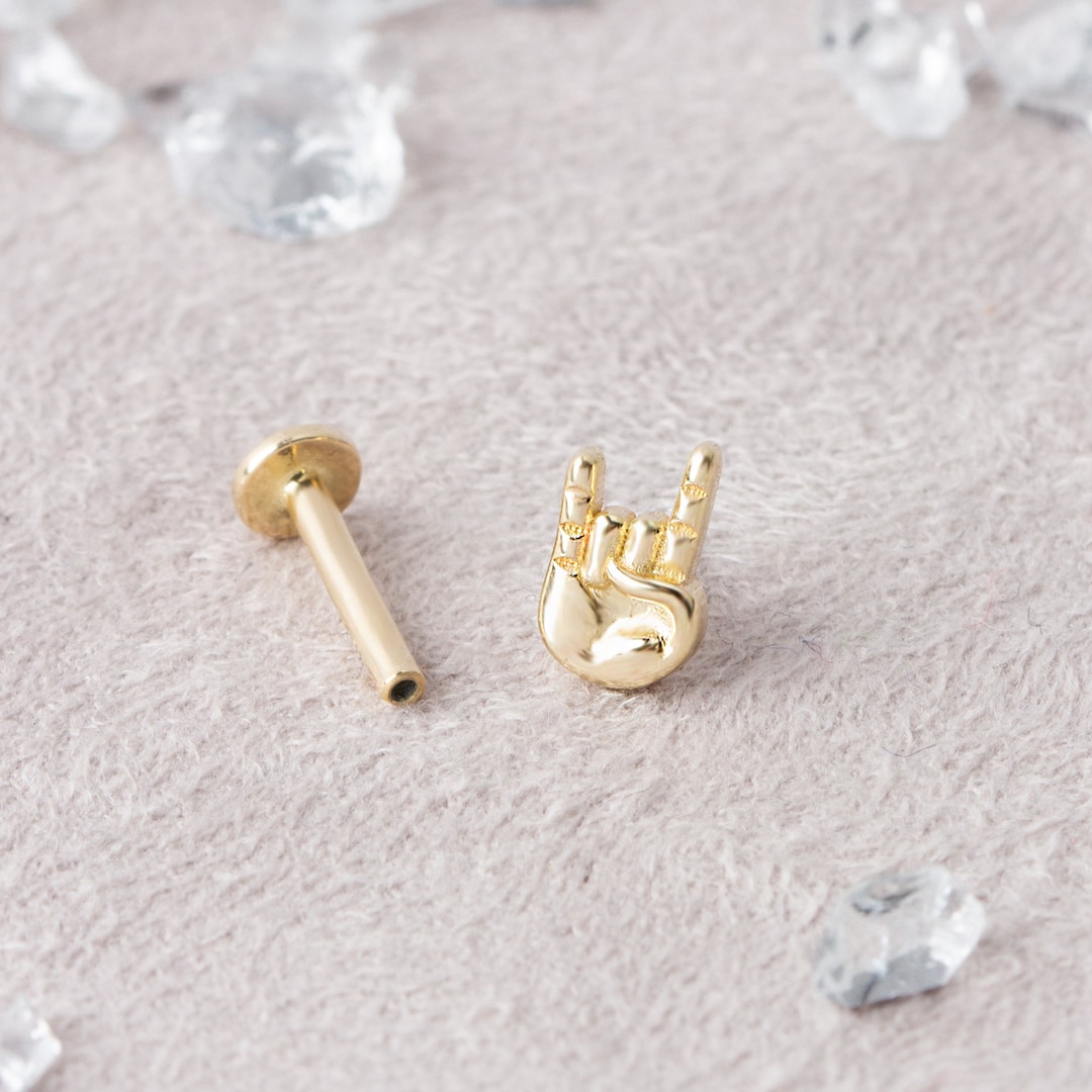 Rock N Roll Piercing, Rock N Roll Earring, Cartilage Earring, Helix ...